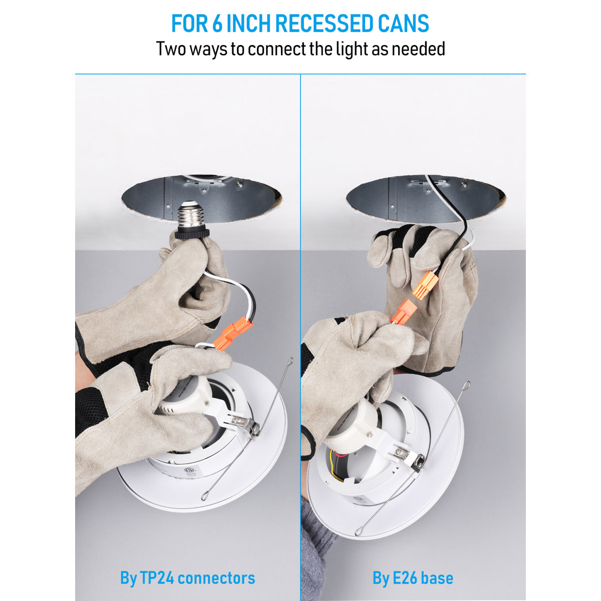 TORCHSTAR 6" LED Gimbal Recessed Light Dimmable, IC Rated Swivel Downlight, CRI90, ETL, 5000K ...